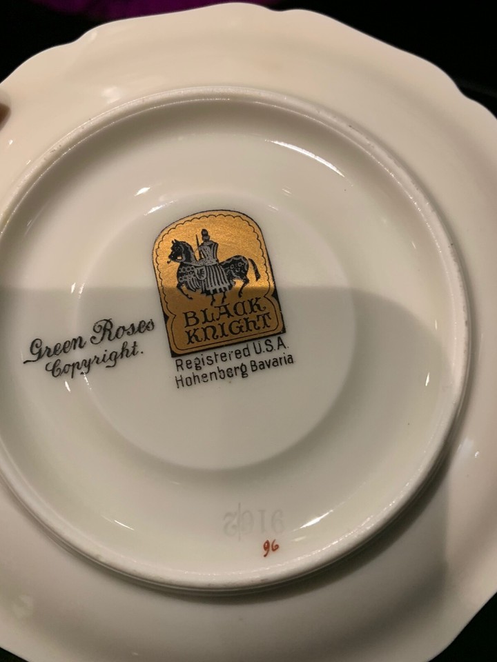 Vintage Black Knight Set of Two Demitasse Saucers Green Hohenberg ...