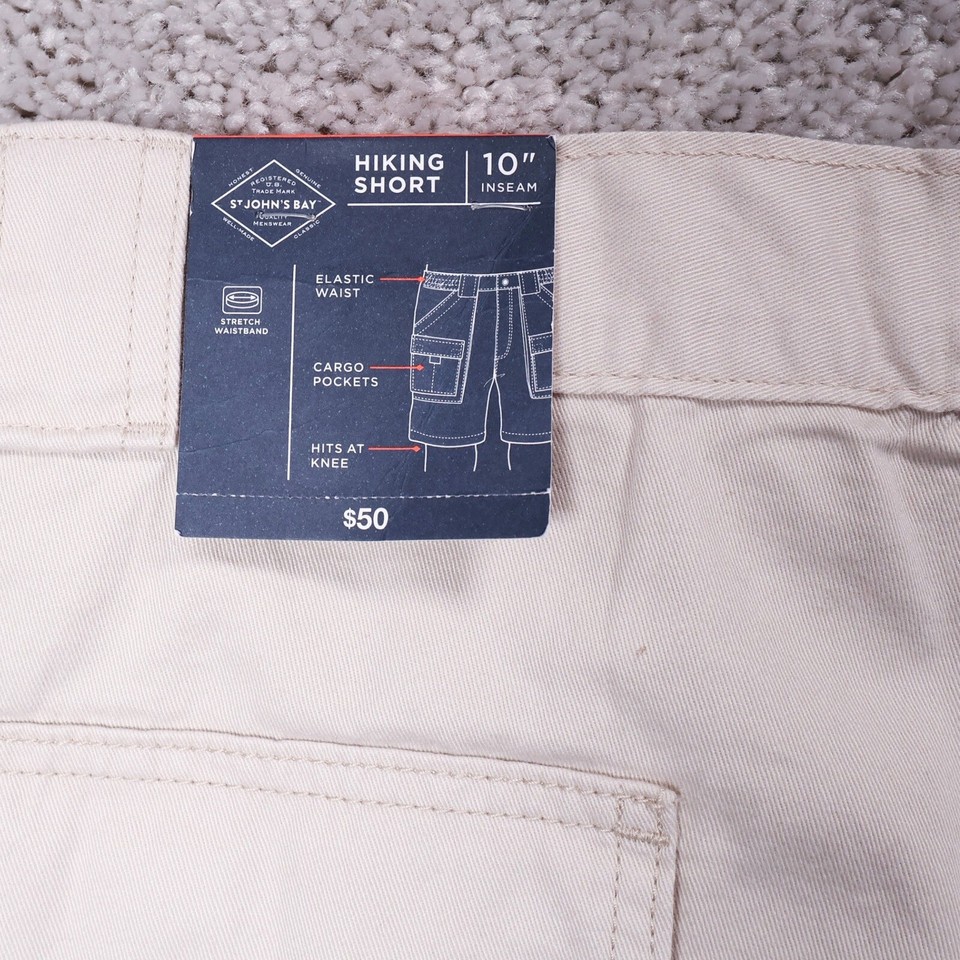 NEW St John's Bay Hiking Shorts Elastic Waist Cargo Pockets Big & Tall ...