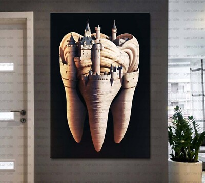 Abstract Brown Tooth With Castle Like Huriccane Inside Molar Tooth ...
