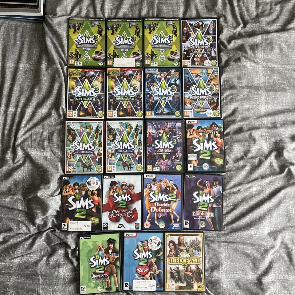 SIMS SIMS 2 / 3 Collection Bundle Job Lot PC/MAC & Expansion Packs x 19 ...
