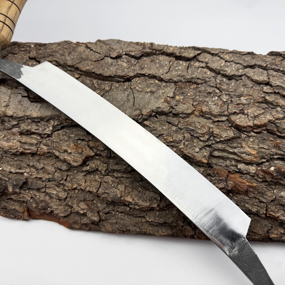 Large Draw Knife – 10" Hand-Forged Carbon Blade, Ash Handles, Sheath ...