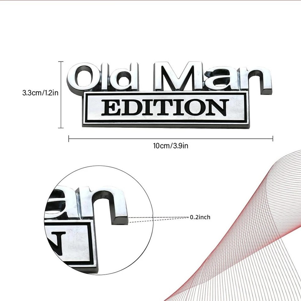 2pcs Metal Old Man Edition Emblem 3D Badge Fit for Universal Car ...