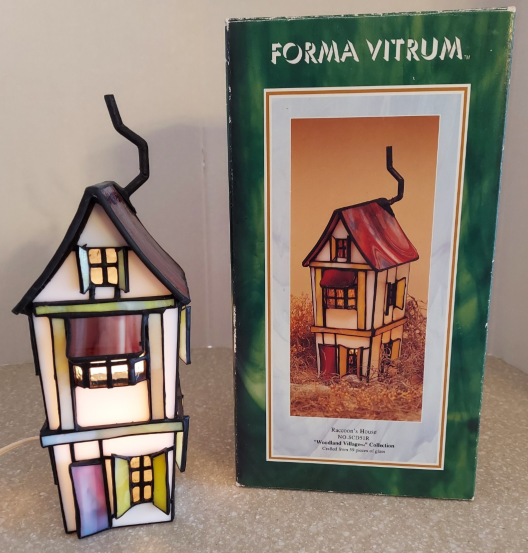 Forma Vitrum Vitreville Woodland Stained Glass RARE Racoon House 1993 ...