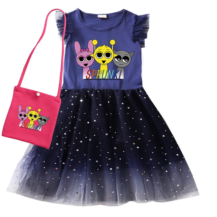 Sprunki- Cartoon Clothes Kids Short Sleeve Dress Baby Girls Incredibox ...