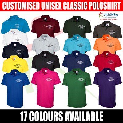 Custom Embroidered Polo Shirt Uneek UC101 Personalised Text Workwear ...