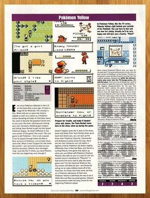 1999 Pokemon Yellow Game Boy Color REVIEW Print Ad/Poster Retro Video ...