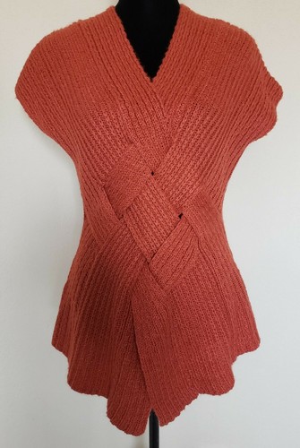 Escio Womens Size M Sweater Pull Over Brick Color Chunky Knit Top Woven ...