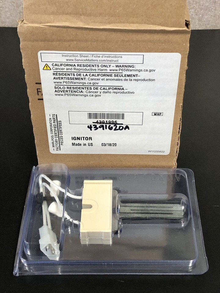 WHIRLPOOL Factory Certified Parts Gas Dryer Ignitor 4391620A (NOS) | eBay