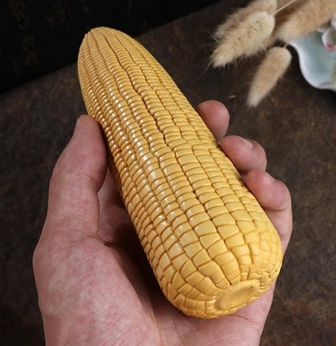 6.3" Natural Boxwood Carved Corn Statue Table Decor Toy | eBay