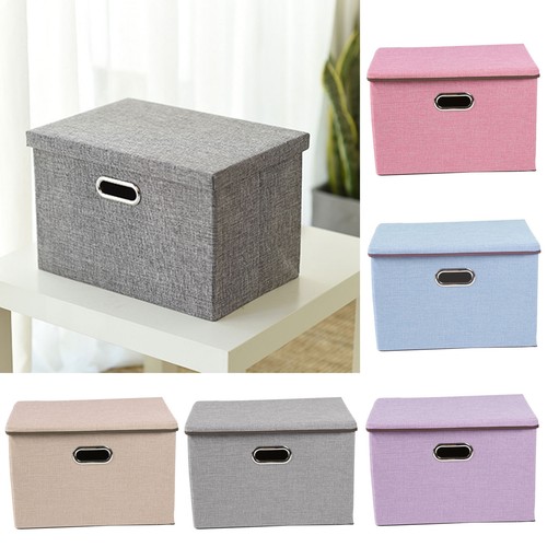 Large Foldable Square Canvas Storage Box With Handles and the lid For ...
