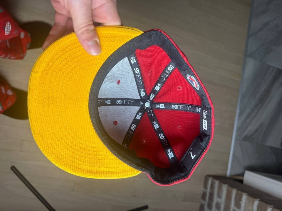 Men Calgary Wranglers Red Custom Logo New Era 59fifty Fitted Hat Cap ...