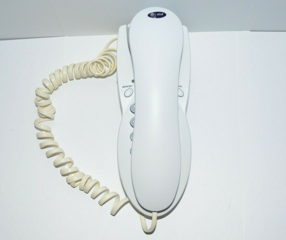 AT&T Design Line Corded Telephone 10 Number Memory White Wall Desk ...