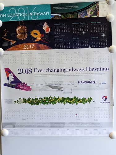 Set of 5 Hawaiian Airlines Wall Calendars, 2016 to 2020, Used, 24" x 18 ...
