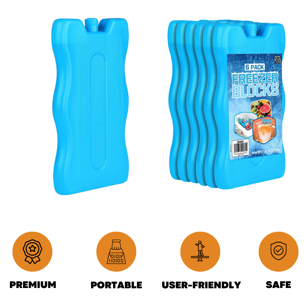 6x Freezer Block Ice Pack Cool Cooler Lunch Box Bag Small Reusable ...