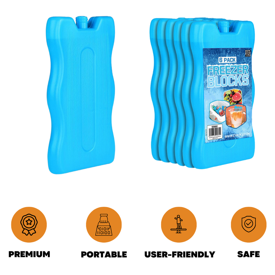 6x Freezer Block Ice Pack Cool Cooler Lunch Box Bag Small Reusable ...
