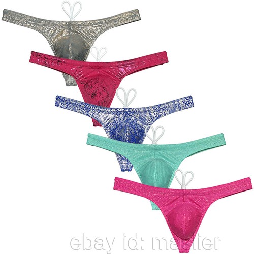 Men's Shining Bikini Swim Thong Drawstring Swimwear Trunks Bulge Pouch ...