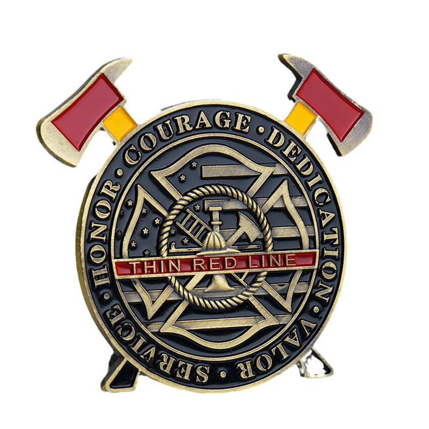 Fire Axe Shape Coin Firefighter Collection Challenge Coin Commemorative ...