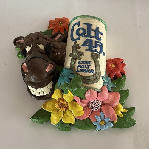 Vintage Colt 45 Beer Horse Plaque Sign Plaster 1975 | eBay