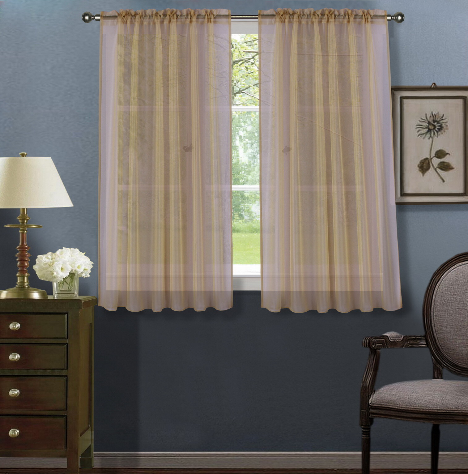 2PC SOLID SHEER PANEL INDOOR OUTDOOR PORCH WEDDING ROD POCKET WINDOW ...