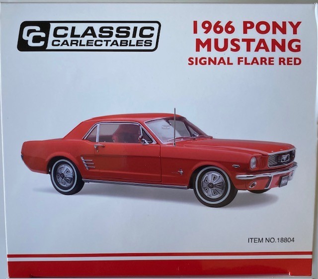 1/18 Classic Carlectables 1966 Pony Mustang Signal Flare Red COA Ltd Ed ...