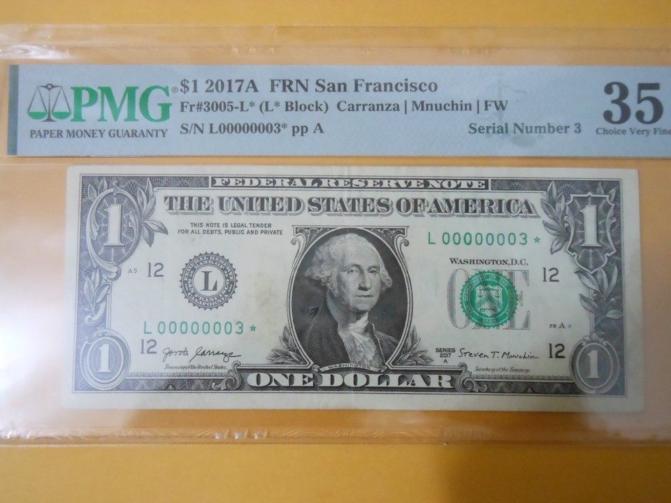 LOW SERIAL SINGLE DIGIT **(UNIQUE)** BINARY STAR NOTE NUMBER 00000003 ...