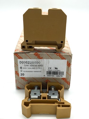 Weidmuller Terminal Block 0608220000 SAK 35N/35KRG 600V 120A 35mm2 x20 ...