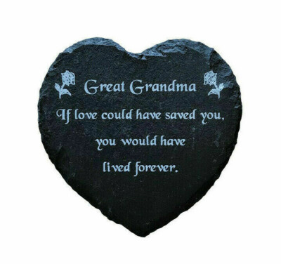 Engraved Slate Heart Memorial Grave Marker Plaque In Remembrance Great ...