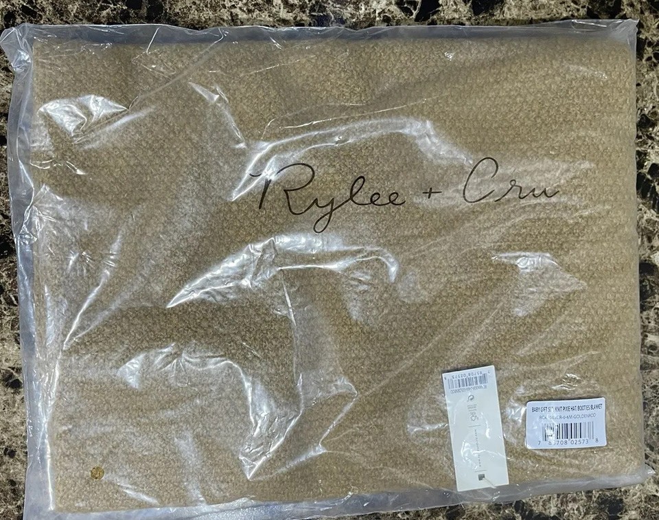 Rylee + Cru 3 Piece Baby Gift Set Brown Knit Hat Blanket Booties NIB ...