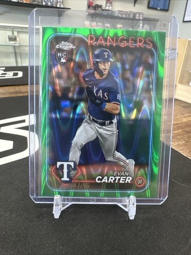 2024 Topps Chrome #136 Evan Carter Green Raywave Refractor #/99 | eBay