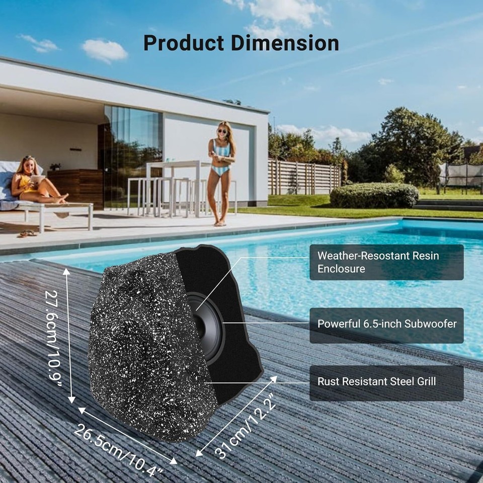 1 Speaker Rock Bluetooth Speaker Outdoor Solar with Rechargeable ...