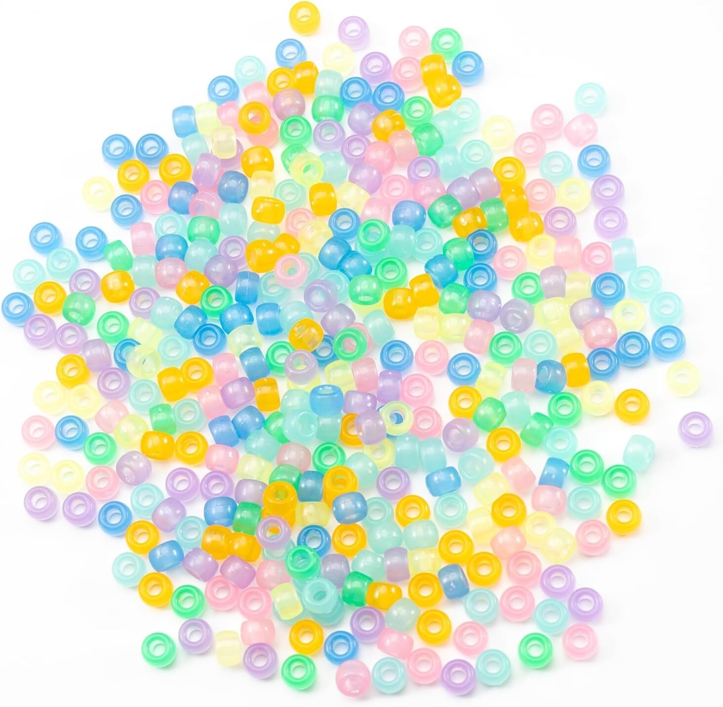 1000 Pcs Pony Beads Bulk - Plastic Bracelet Beads 6X9Mm Glow in dark | eBay