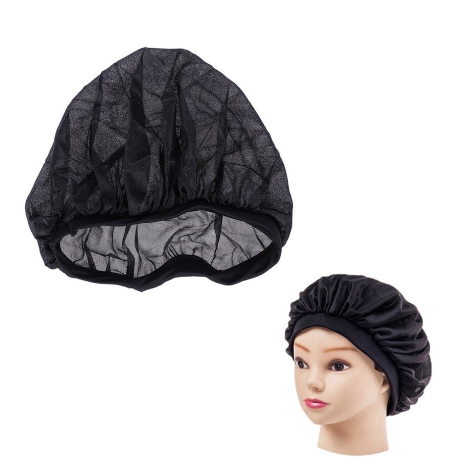 Luxury Wide Band Satin Bonnet Women Long Hair Care Coconut Oil Treated ...