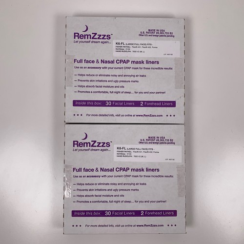 (2) RemZzzs Mask Liners 30 Count K6-FL Fits Large Full Face Nasal New ...
