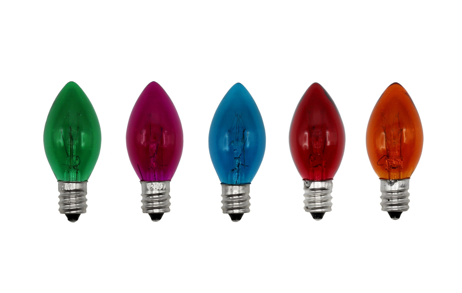 25 Pack C7 LED Transparent Multicolor Replacement Light Bulbs for ...