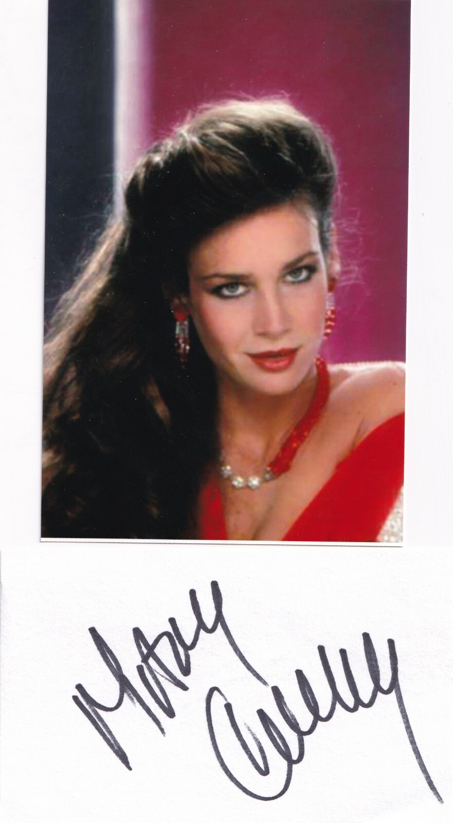 Super RARE Mary Crosby Signed Autographed 3x5 Index Card Photo Dallas ...
