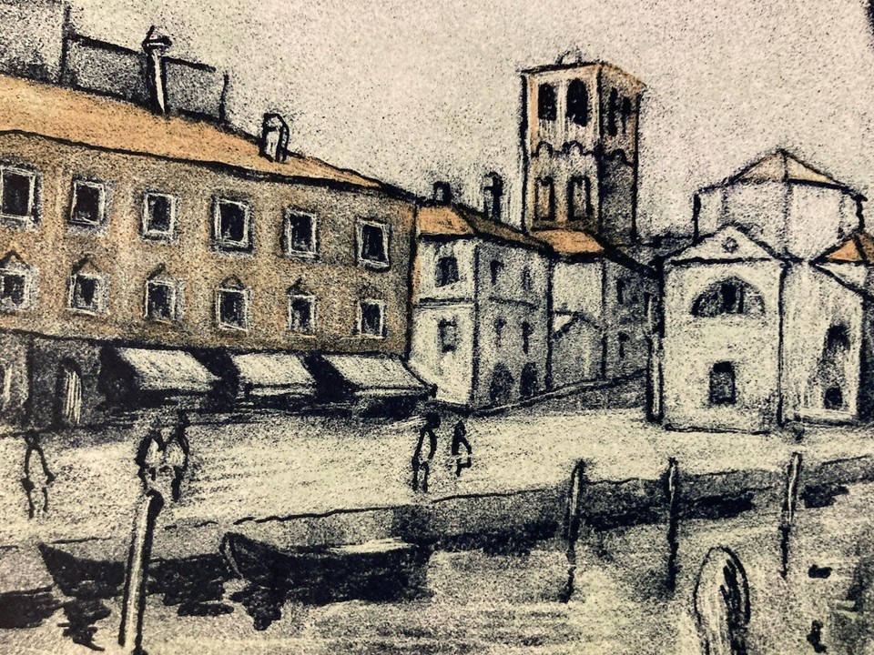 Engraving Victor VIKO Venice Italy Greeting Card Lithograph Landscape ...