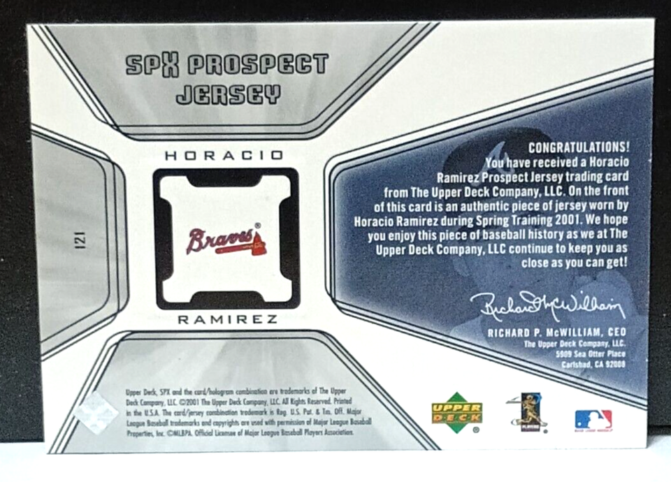 Horacio Ramirez 2001 SPx #121 (RC) Player-Worn Jersey Card | eBay