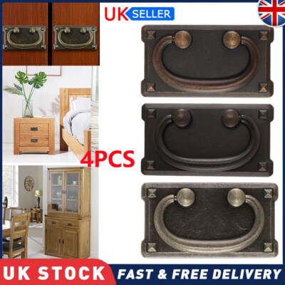 4X Vintage Bronze Brass Rustic Cup Pull Cabinet Cupboard Drawer Door ...