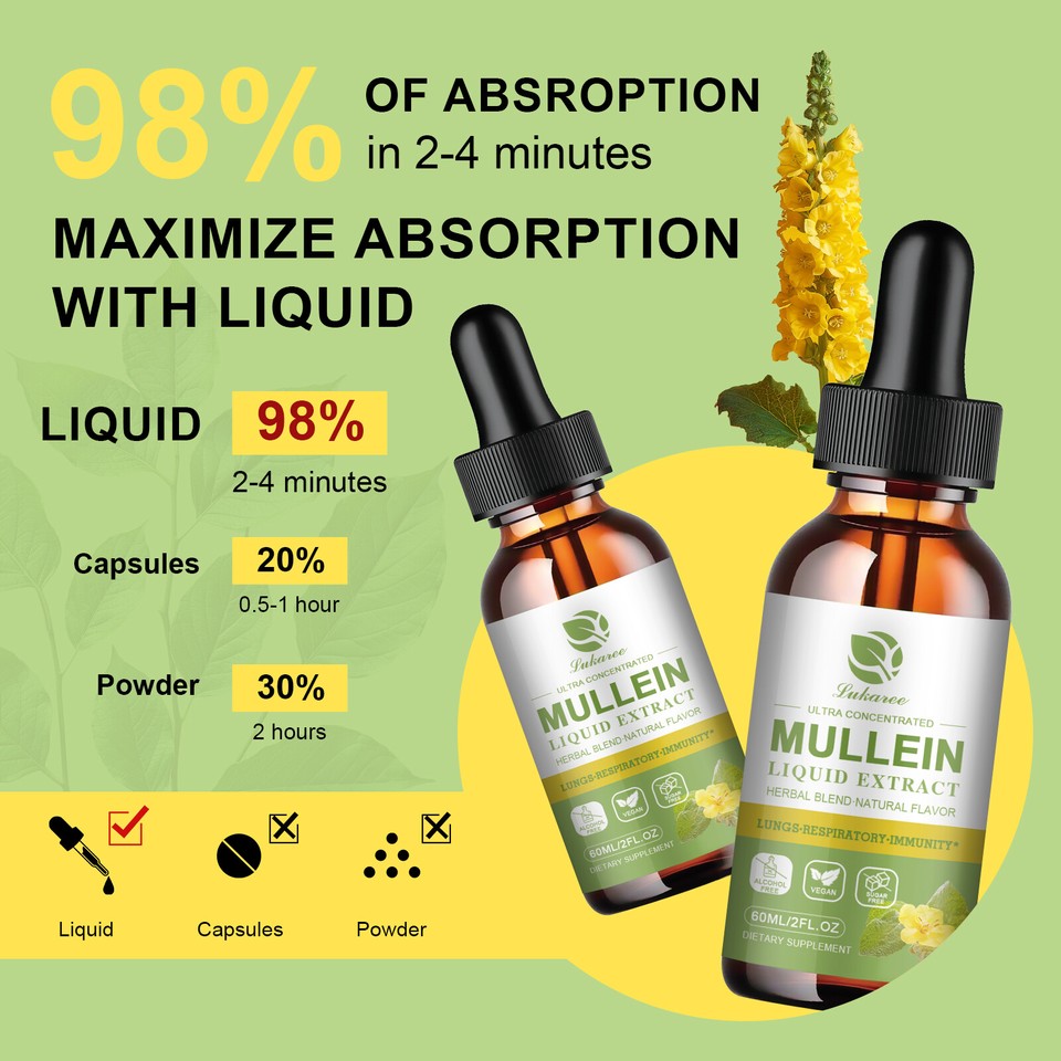 2 PACK Mullein Drops for Lungs, Detox and Cleanse Mullein Extract ...