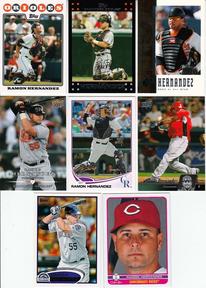 Huge 25 + different RAMON HERNANDEZ card lot 1998 - 2013 A's Padres ...