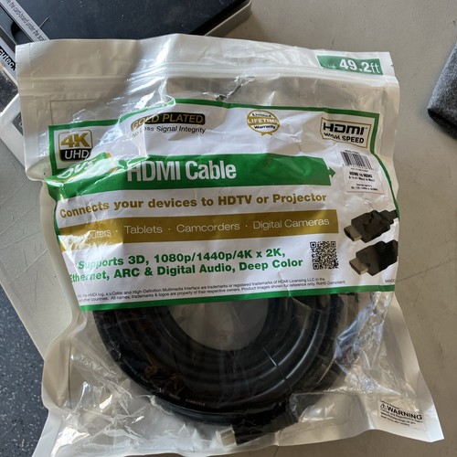 49.2 FT, 15 METER HDMI CABLE 4K ULTRA HD GOLD | eBay