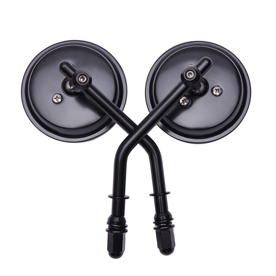 Motorcycle Black Round Side Rear View Mirrors Rearview For Harley ...