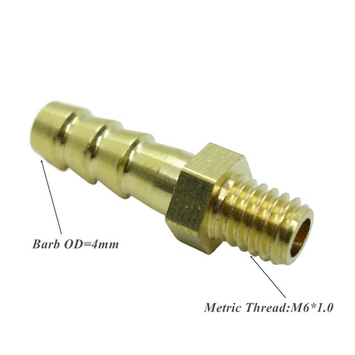 Metric Male Thread M6 M6x1.0 To 4mm 1/8 inch Hose Barb Fitting Adapter ...