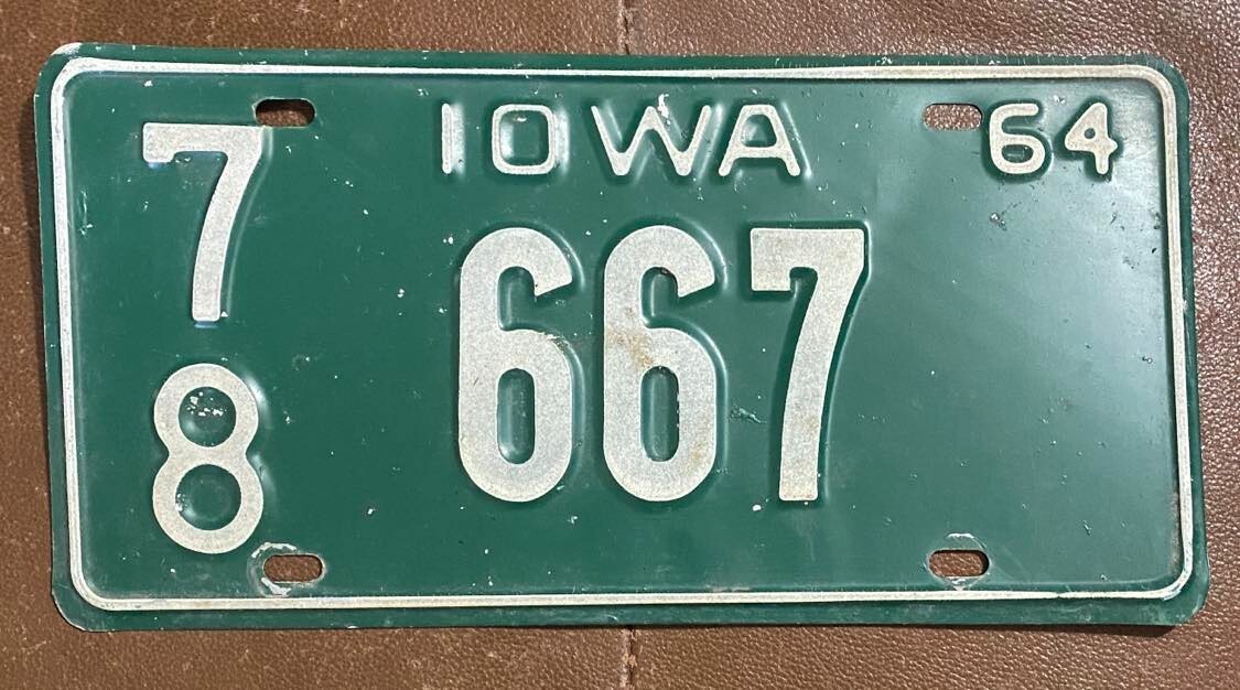 Iowa 1964 POTTAWATAMIE COUNTY License Plate # 78 667 | eBay