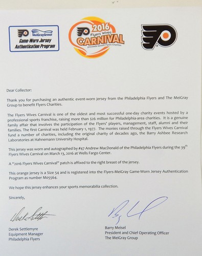201516 Philadelphia Flyers Andrew MacDonald #47 Game Used Orange Jersey ...