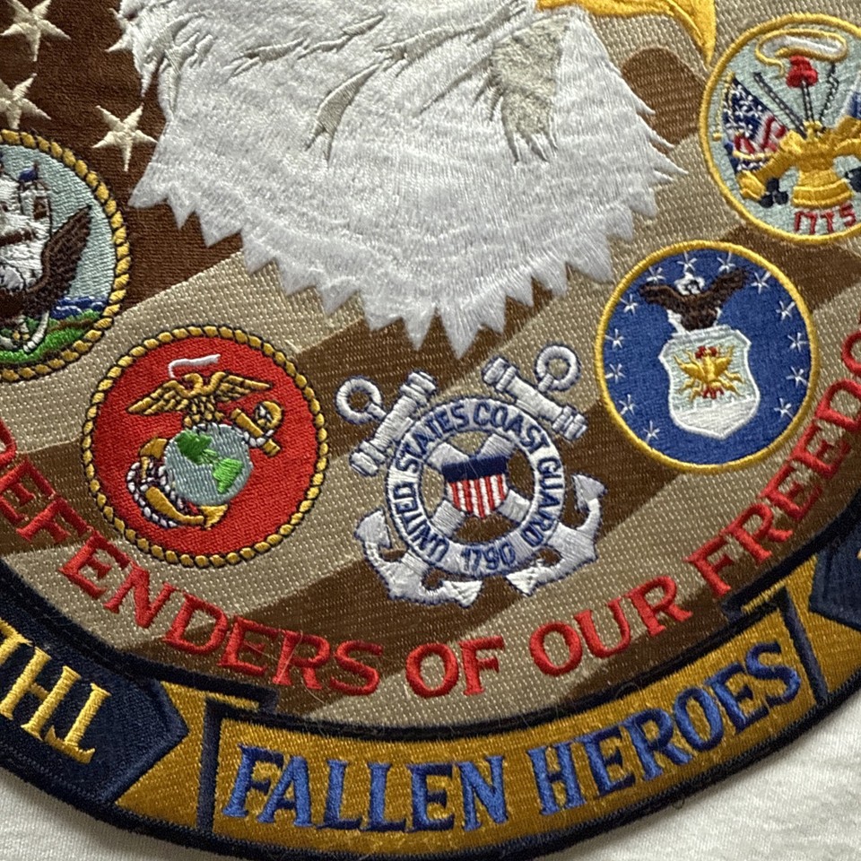 vintage FALLEN HEROES PATCH eagle U.S. ARMY NAVY AIR FORCE MARINES ...
