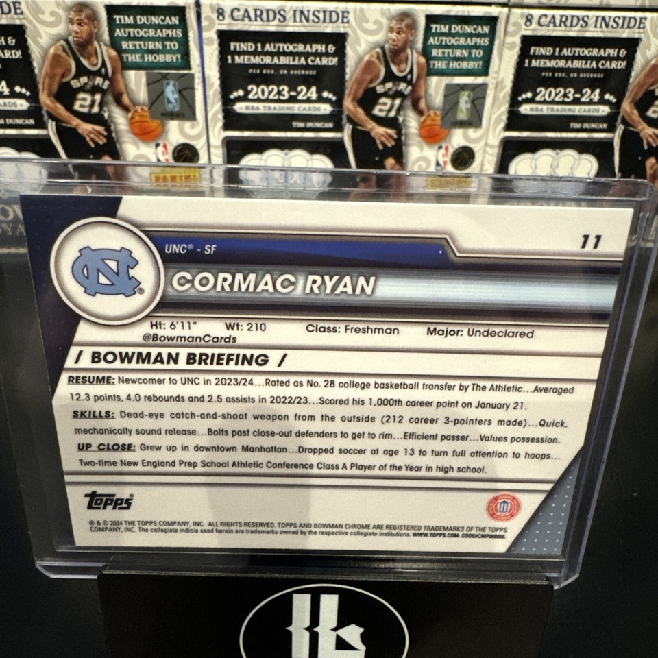 2024 Topps Bowman Chrome University Basketball #11 1st Cormac Ryan | eBay