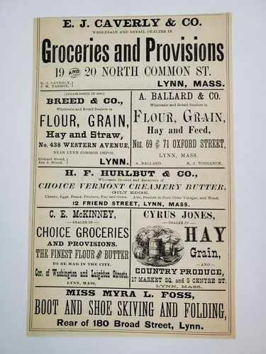 1887 Lynn Massachusetts Advertisement Grocery Caverly Ballard Hurlbut ...