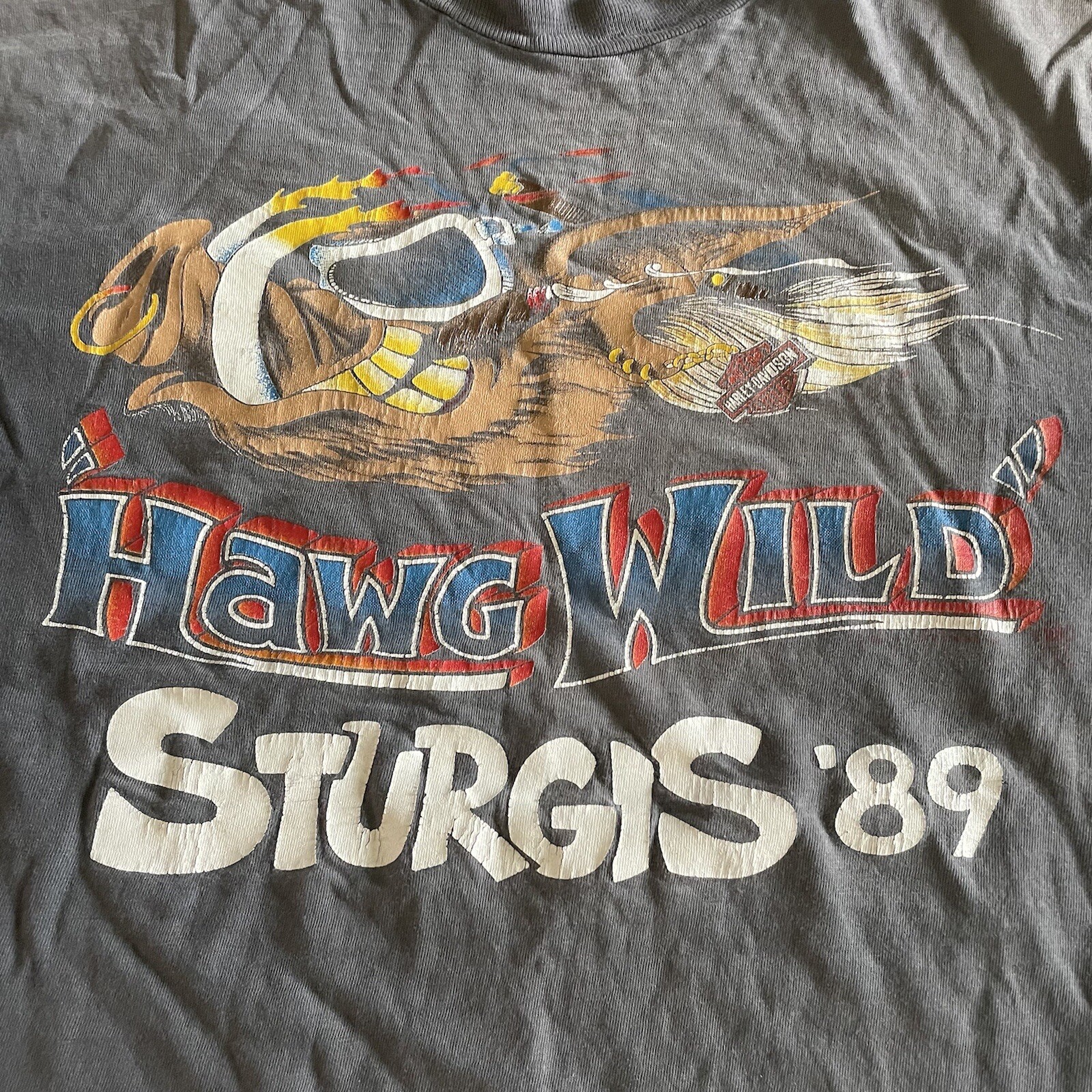 Vtg 1989 Hawg Sturgis Wild Harley Davidson Shirt 3D S… - Gem