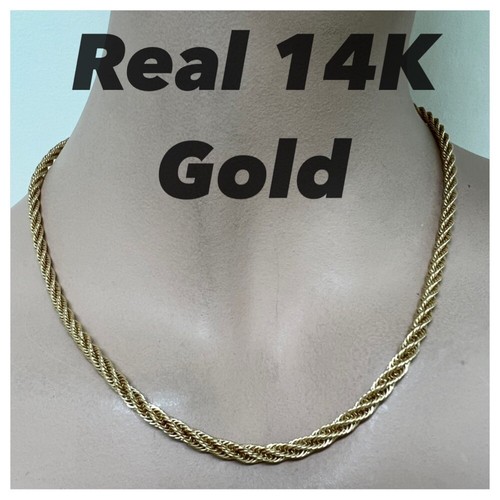 14K REAL YELLOW GOLD CHAIN NECKLACE 18 INCHES LONG | eBay